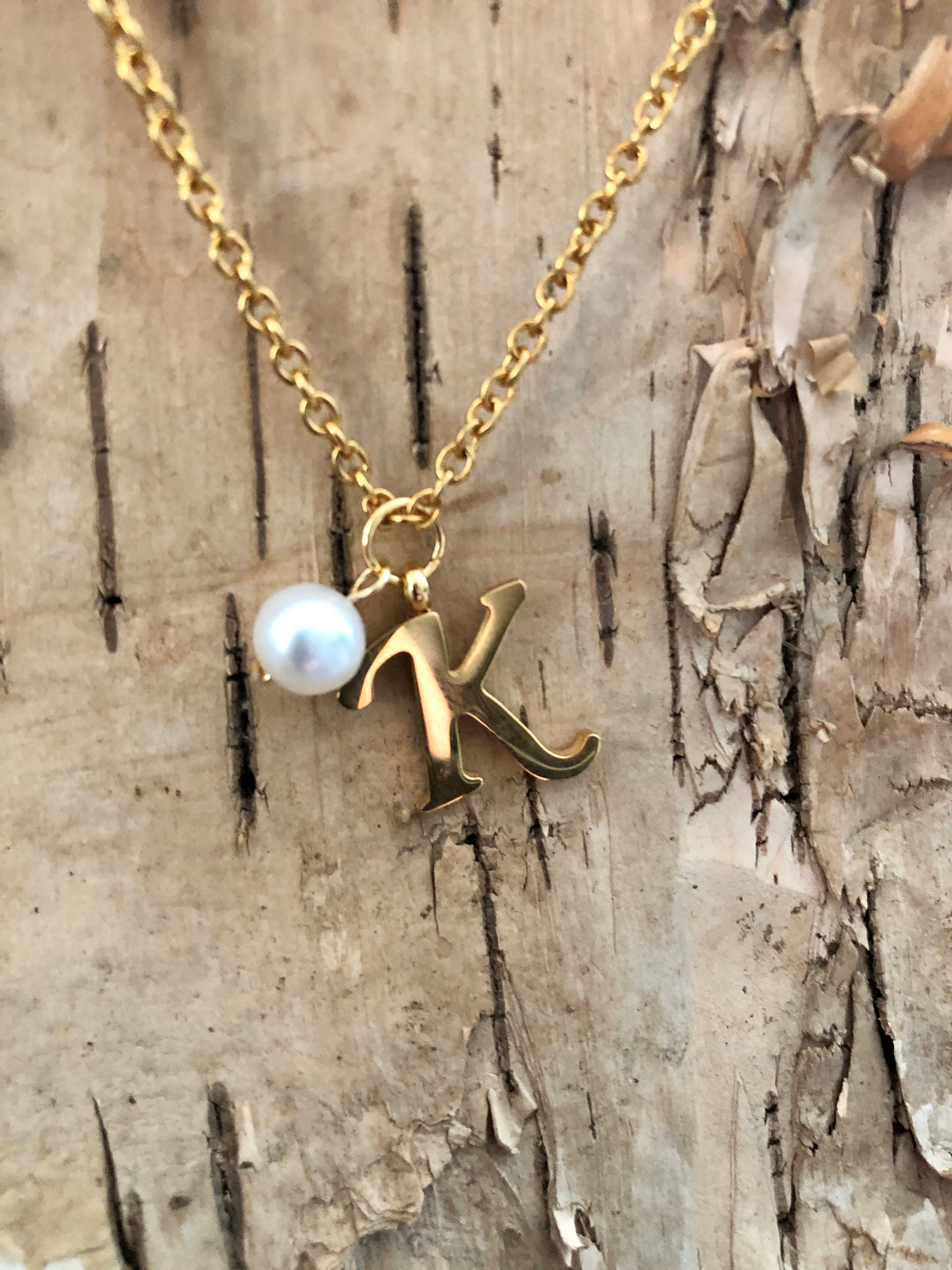Letter K Necklace Gold Monogram Necklace Name Necklace | Etsy