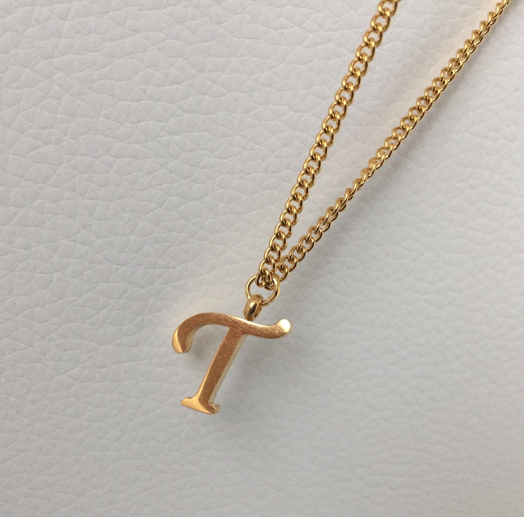 Letter Necklace, Monogram Necklace, Letter T, Name Necklace, Initial ...