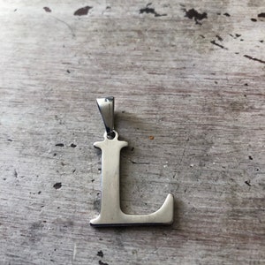 Name Necklace, Silver Monogram Necklace, Letter L, Letter Necklace ...