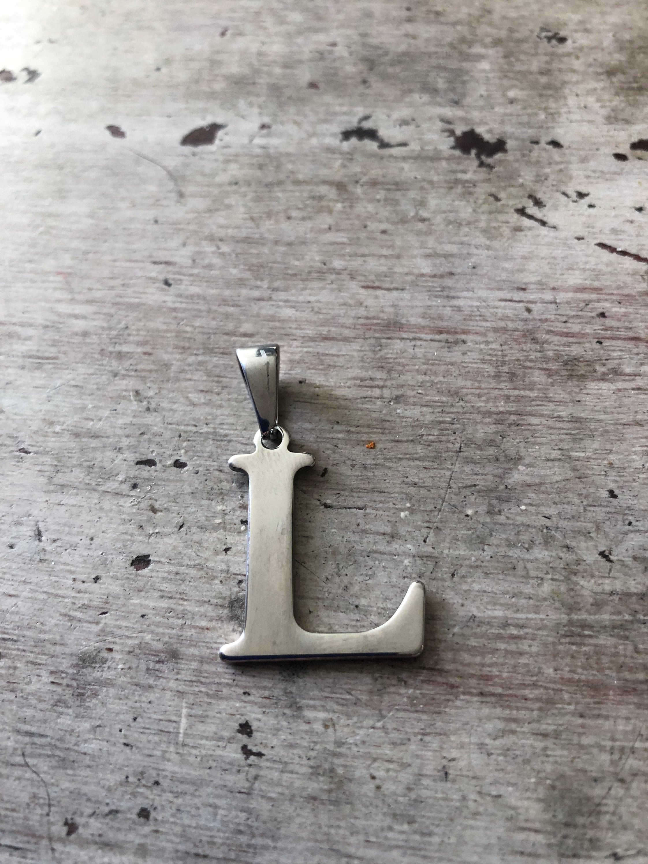 Name necklace Silver monogram necklace letter L letter | Etsy