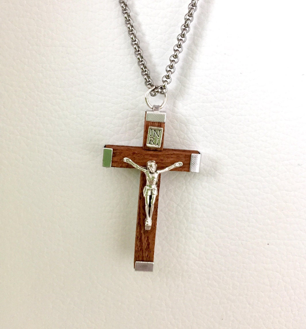 Wooden Crucifix Necklace Catholic Jewelry Jewelry for Men - Etsy