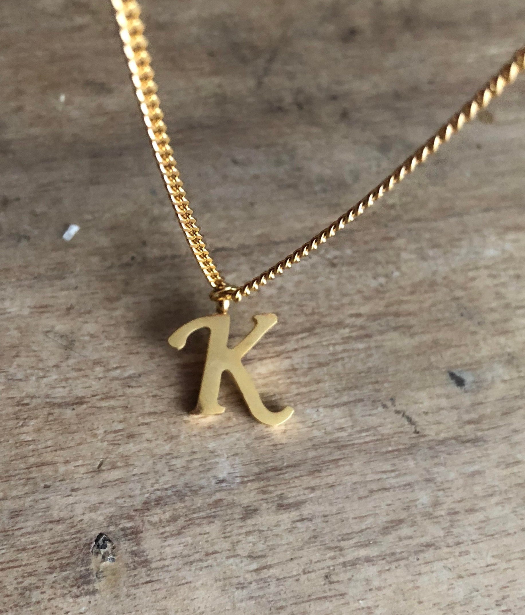 Letter K Necklace Gold Monogram Necklace Name Necklace | Etsy