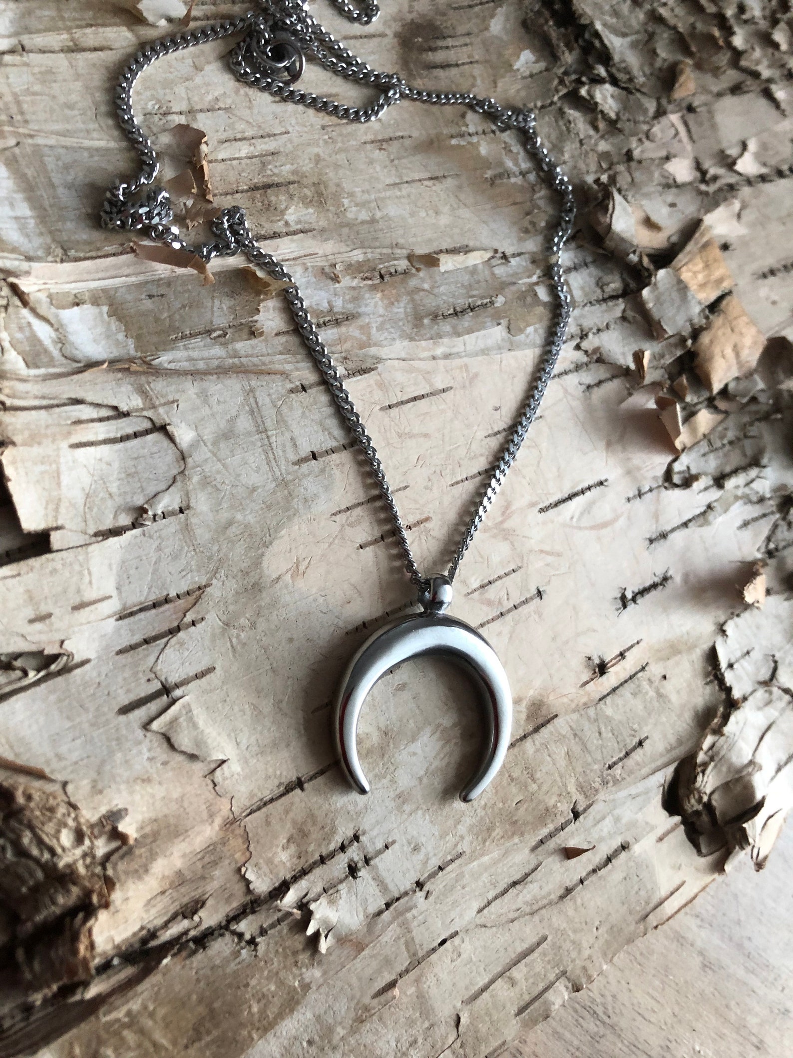 Crescent Moon, Horn Pendant, Men's Jewelry, Double Horn, Moon Charm ...