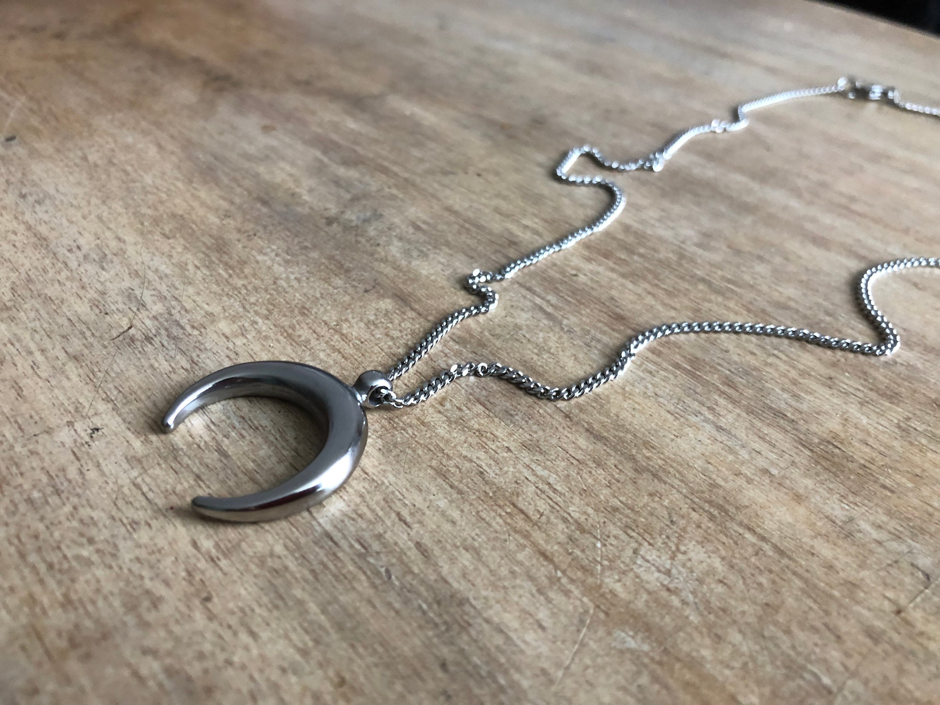 Crescent Moon, Horn Pendant, Men's Jewelry, Double Horn, Moon Charm ...