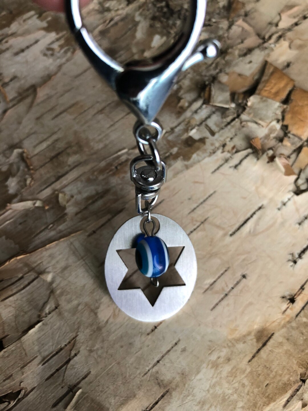 Star of David Hand Keychain, Evil Eye Key Chain, Protection Keychian ...