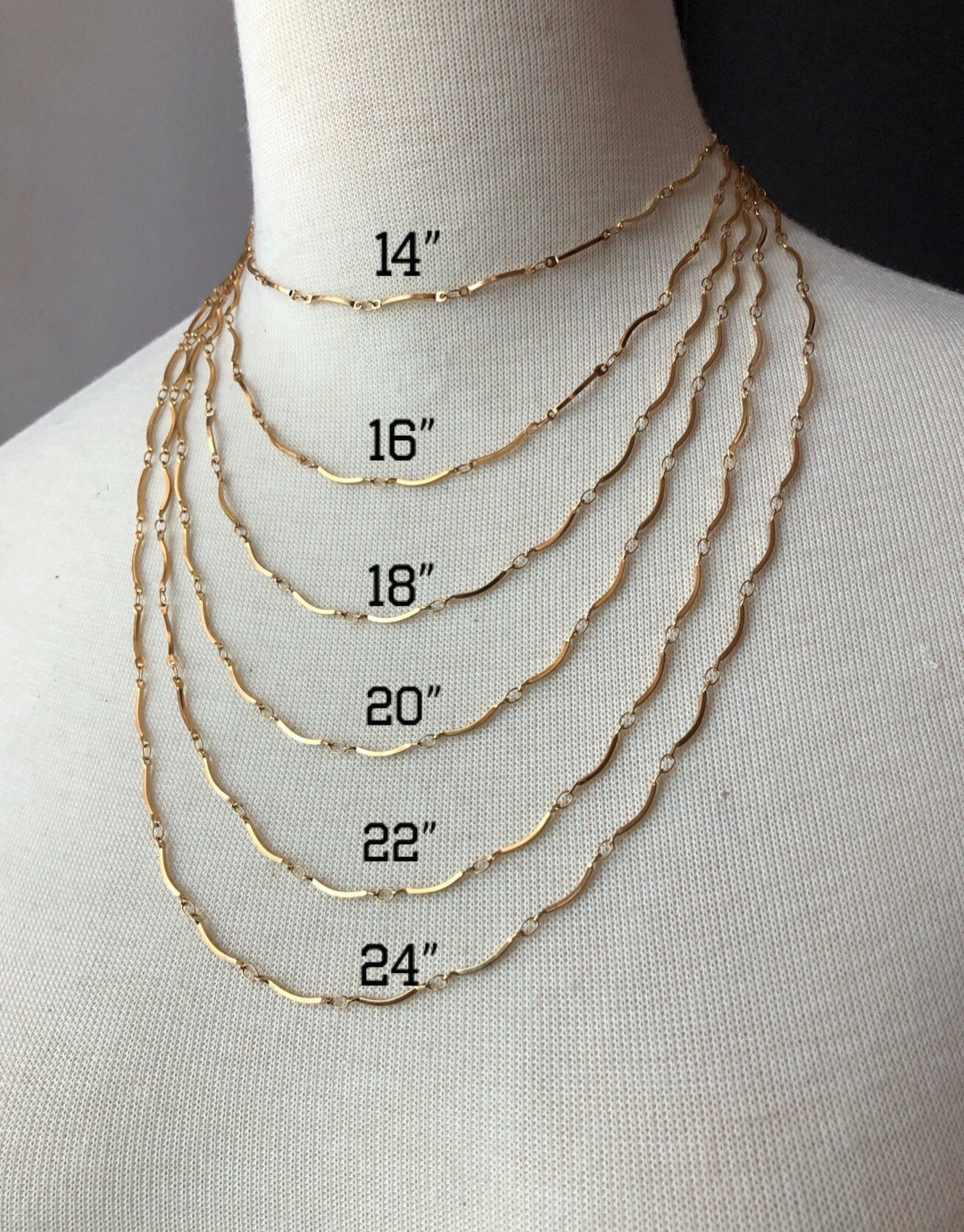 Gold Chain Necklace, Geometric Shape Necklace, Faceted Chain, Layering ...