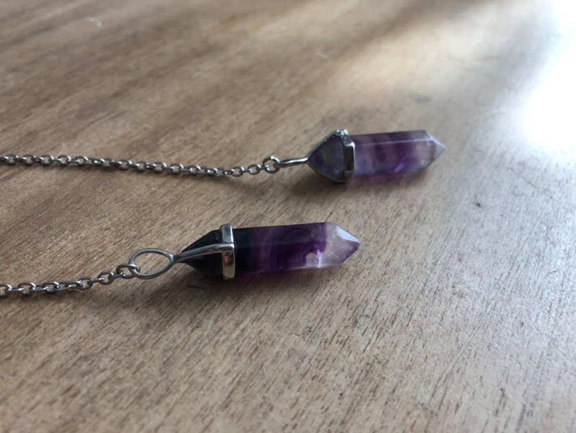 Crystal Pendulum Purple Fluorite Pendulum Rose Quartz | Etsy