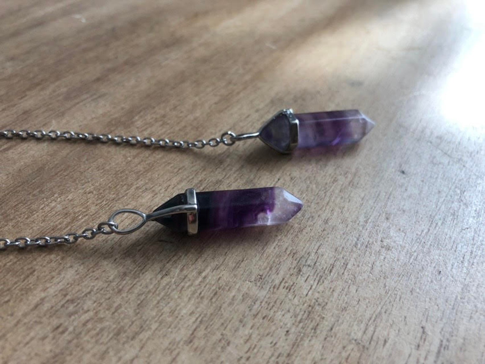 Crystal Pendulum Purple Fluorite Pendulum Rose Quartz | Etsy