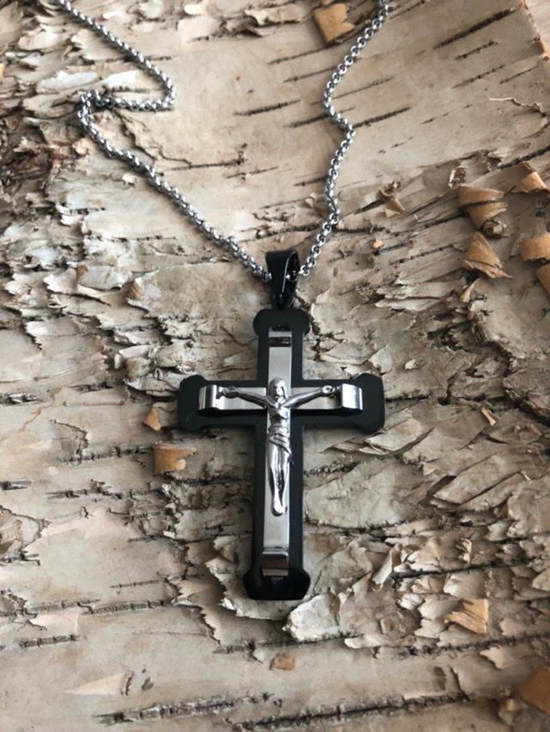 Crucifix Necklace Catholic Jewelry Jewelry for Men Cross - Etsy UK