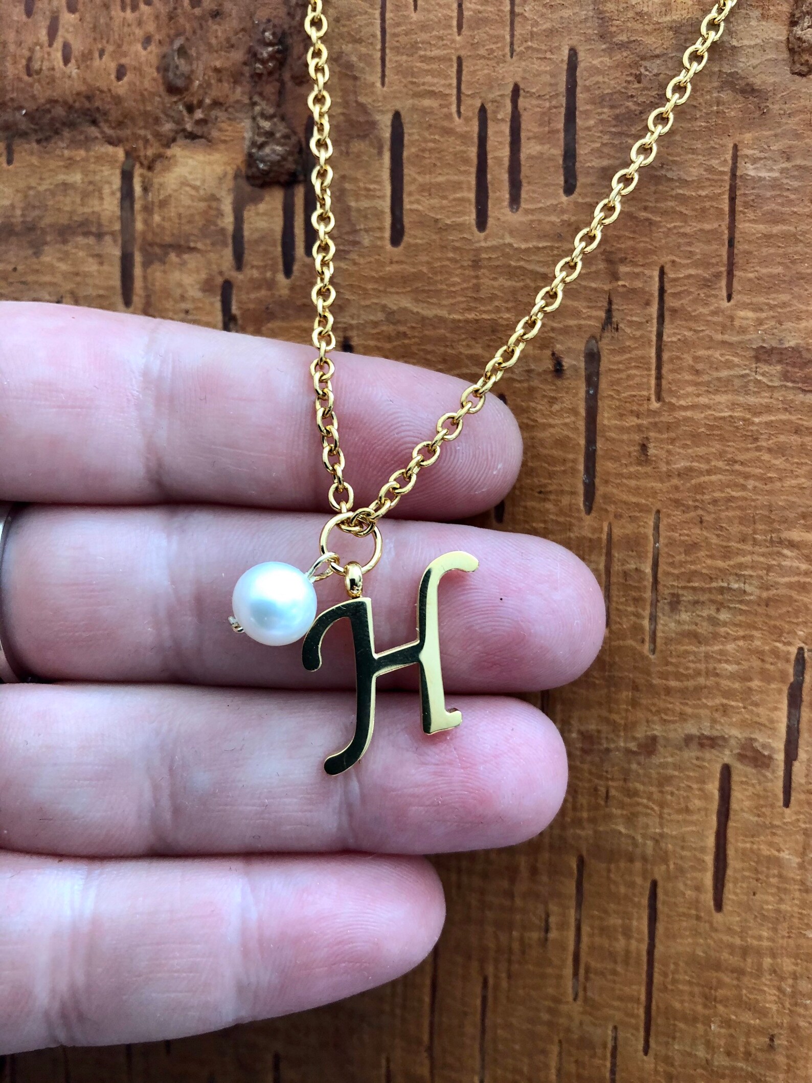 Initial H necklace monogram necklace letter H name | Etsy