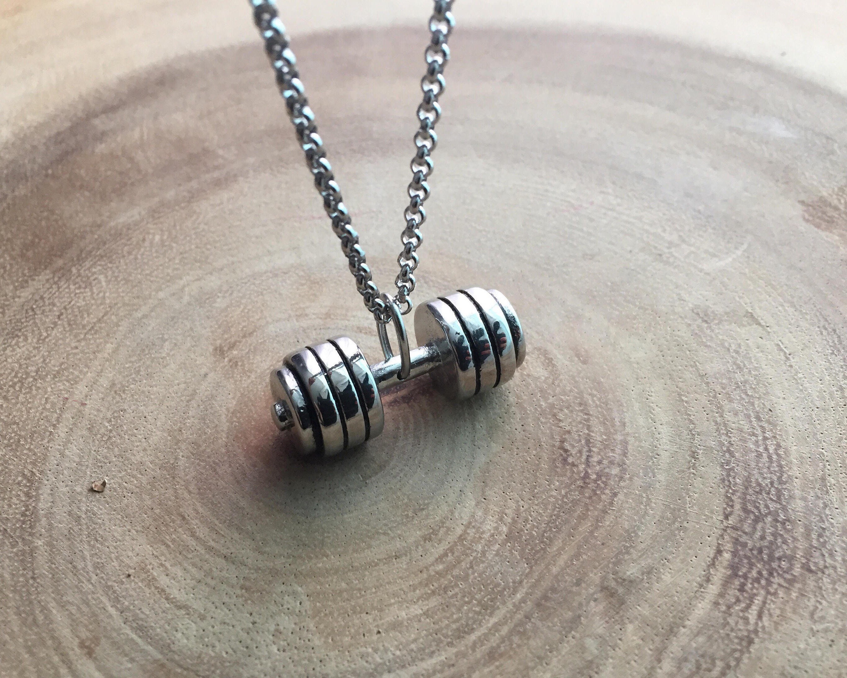 Gym Jewelry, Dumbbell Necklace, Fitness Jewelry, Crossfit Pendant ...