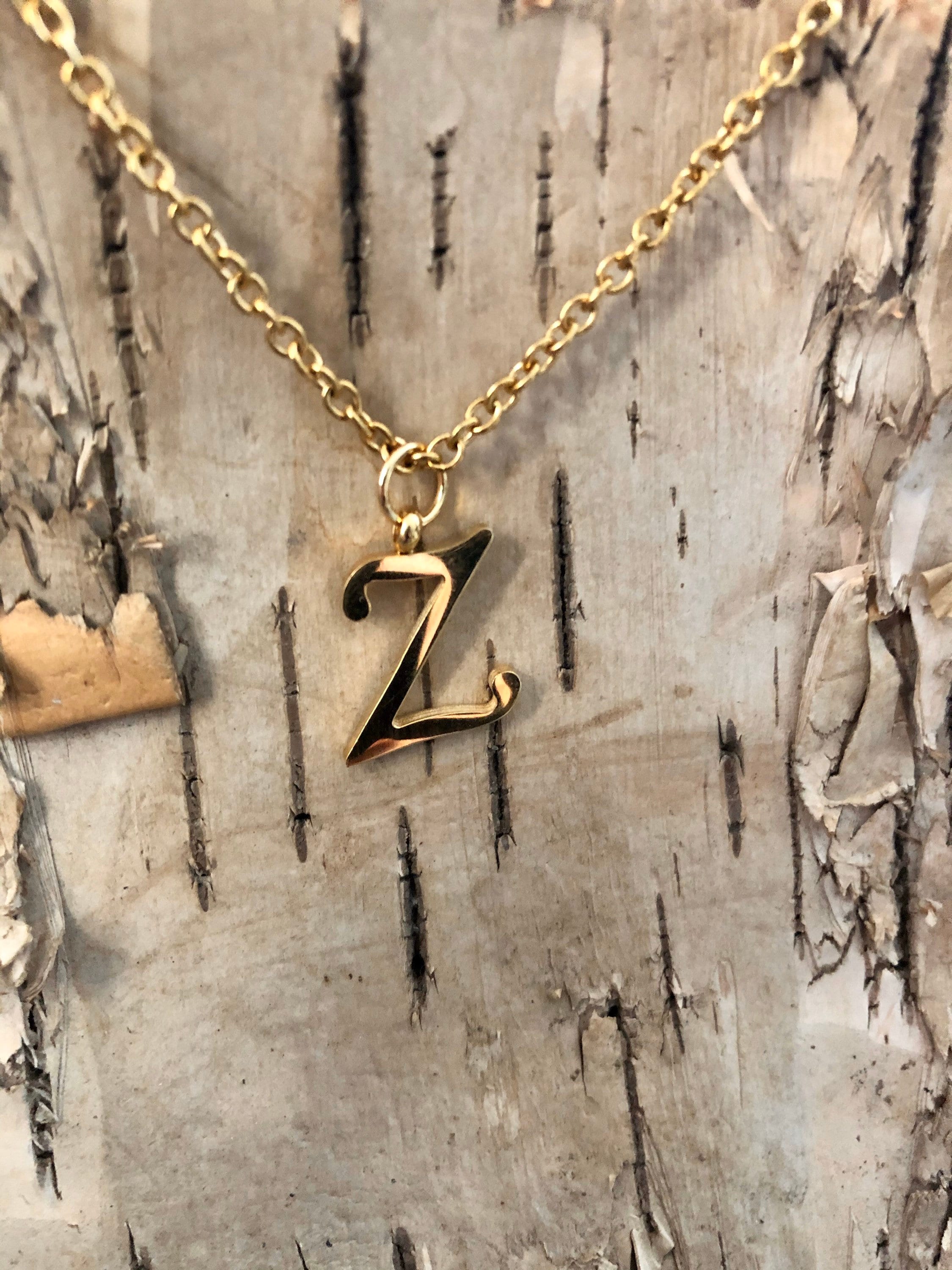 Initial Z Necklace Monogram Necklace Letter Z Name | Etsy