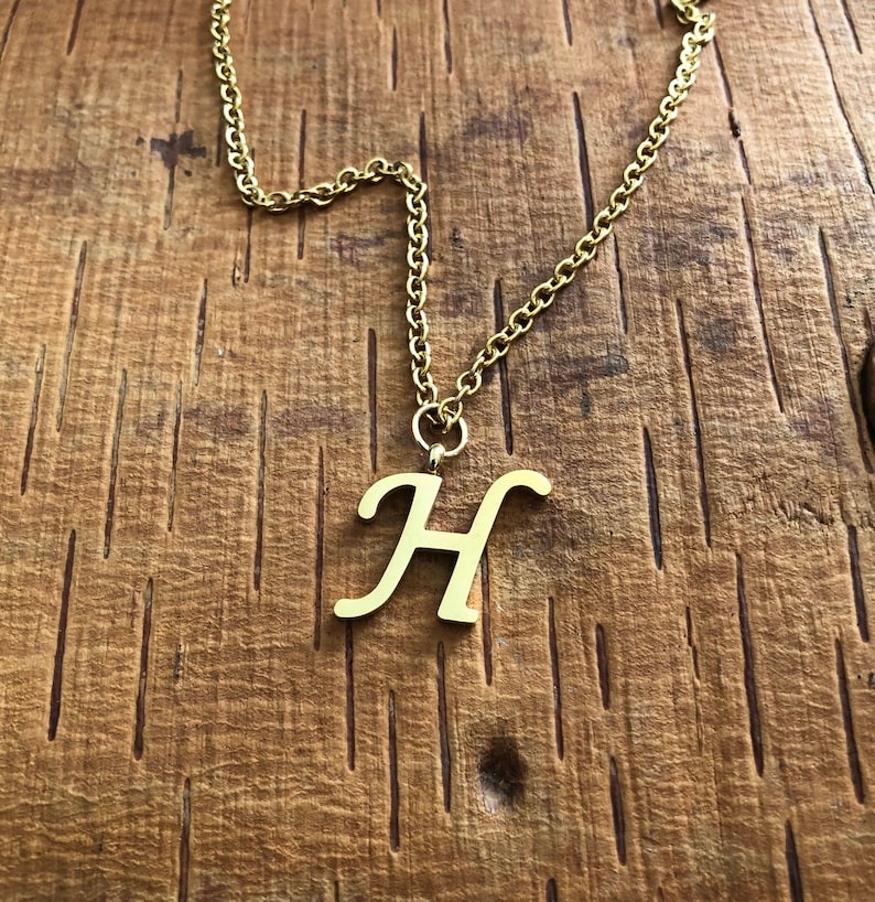 Initial H necklace monogram necklace letter H name | Etsy