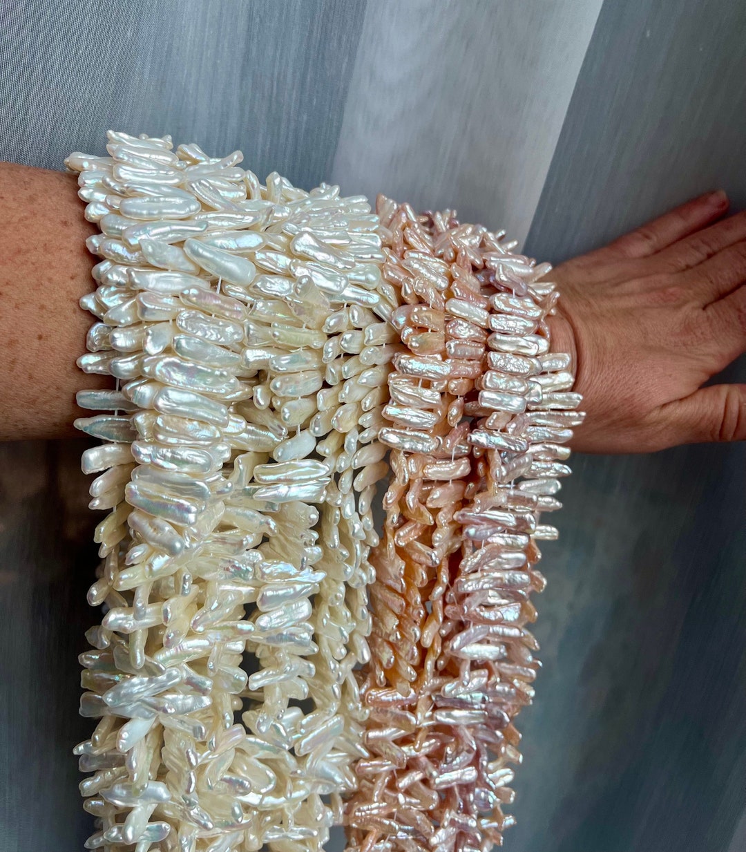 Freshwater Pearl String, White Pearls, Keishi Pink Pears, Cornflake ...