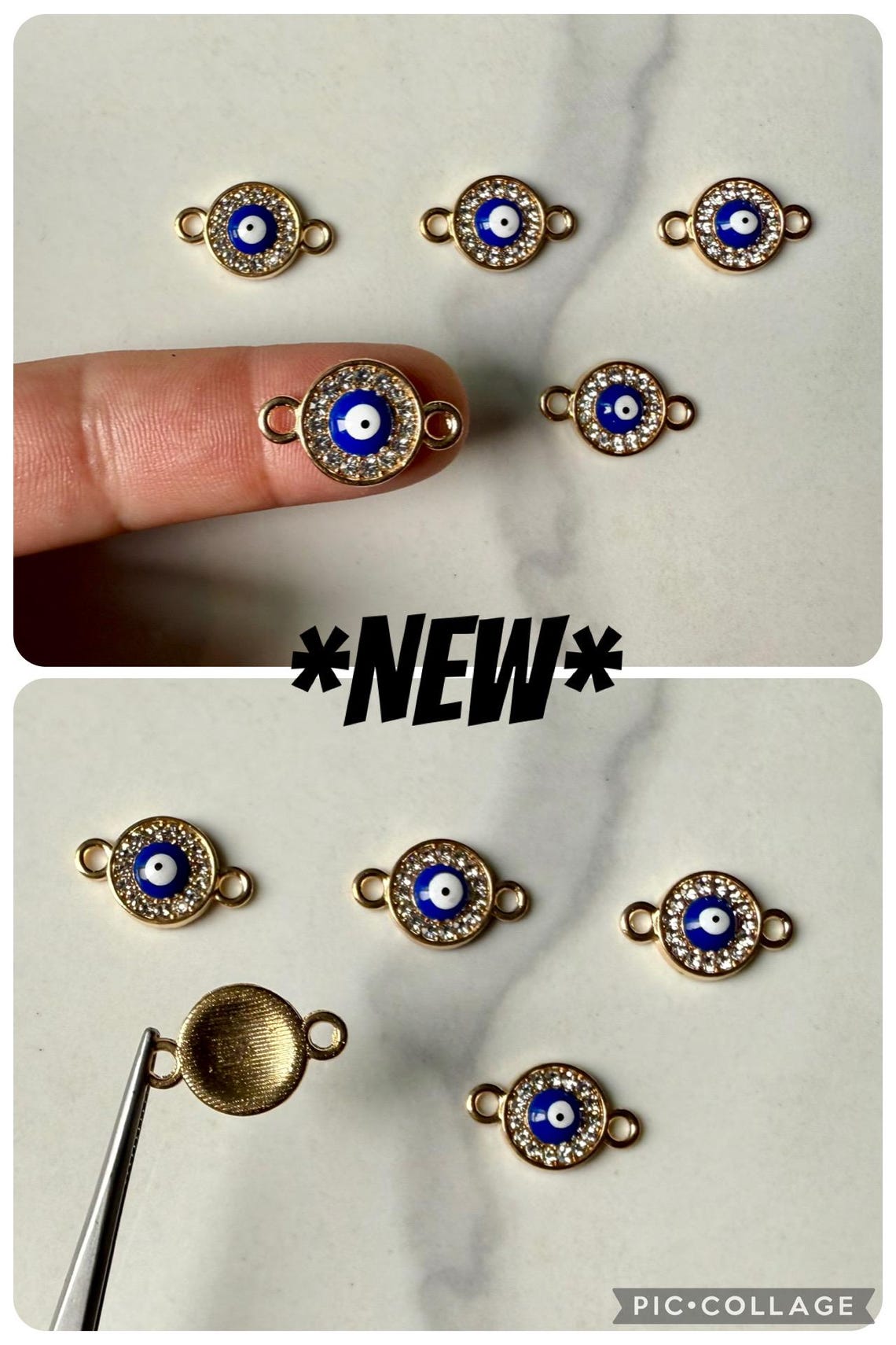 Evil Eye Connector, Evil Eye Charm, Rhinestone, Enamel Evil Eye Charm ...