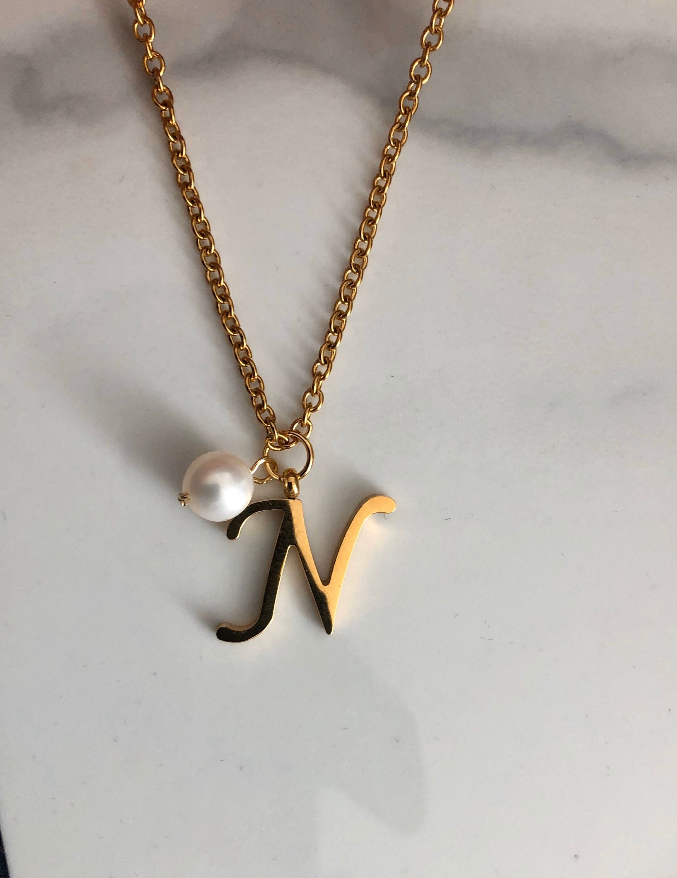 Initial N Necklace, Monogram Necklace, Letter N, Name Necklace, Letter ...