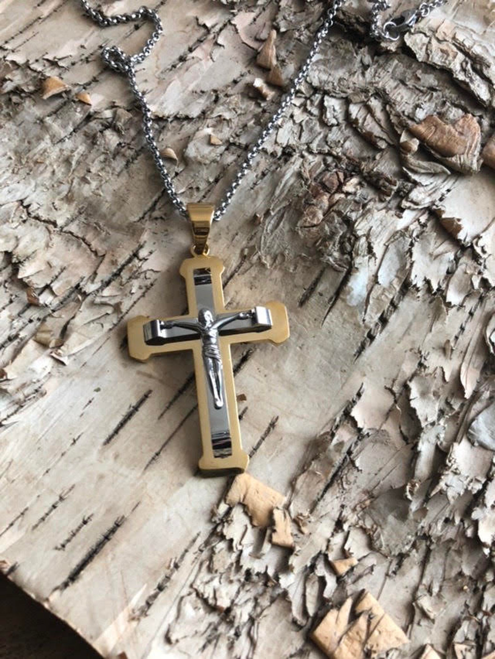 Crucifix necklace Catholic jewelry jewelry for men Cross | Etsy