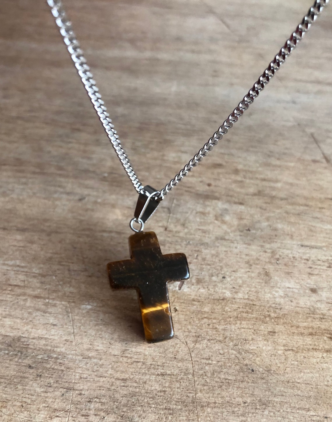 Tiger Eye Cross Necklace Healing Crystal Necklace Cross - Etsy