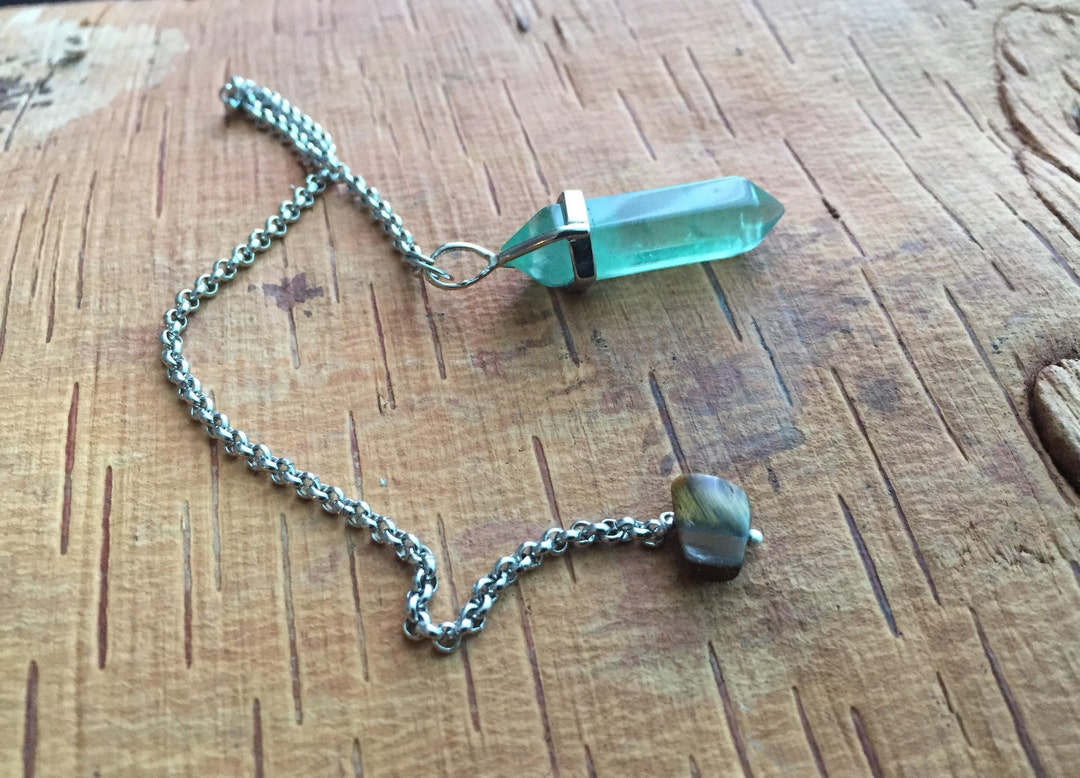 Green Fluorite Pendulum, Tiger Eye Crystal, Chakra Pendulum,crystal ...