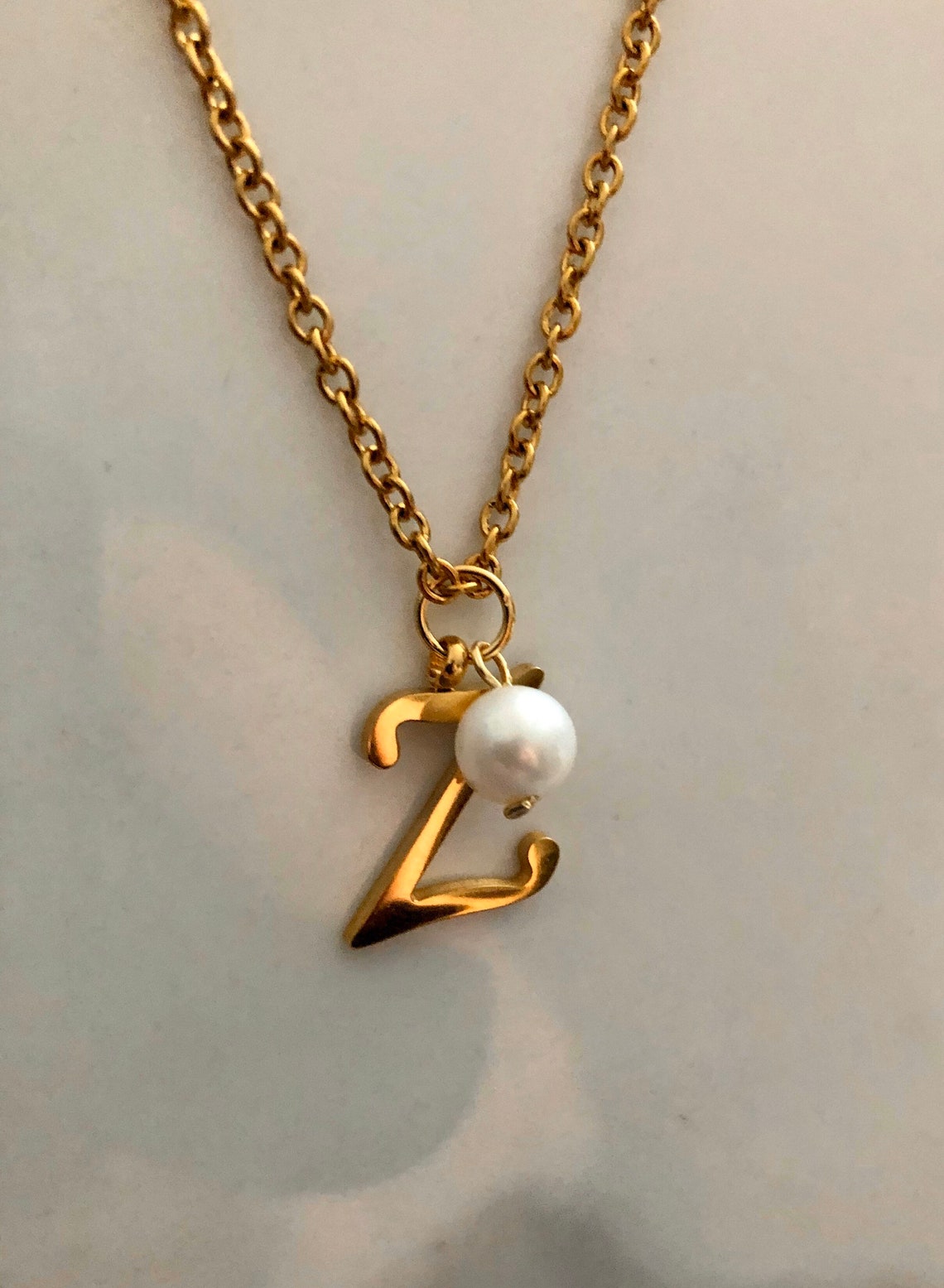 Initial Z Necklace Monogram Necklace Letter Z Name | Etsy