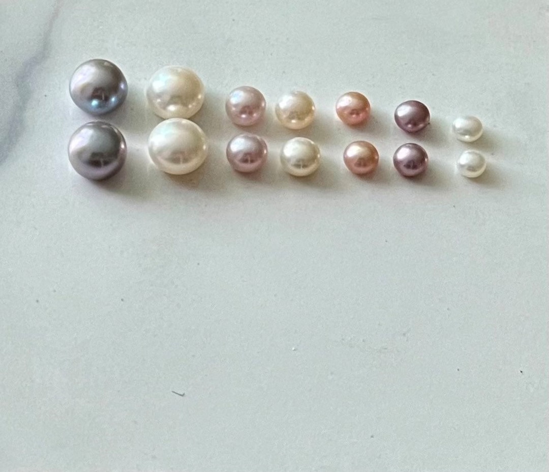 Half Drilled Pearls, White Pearls for Earrings, Freshwater Pearls ...