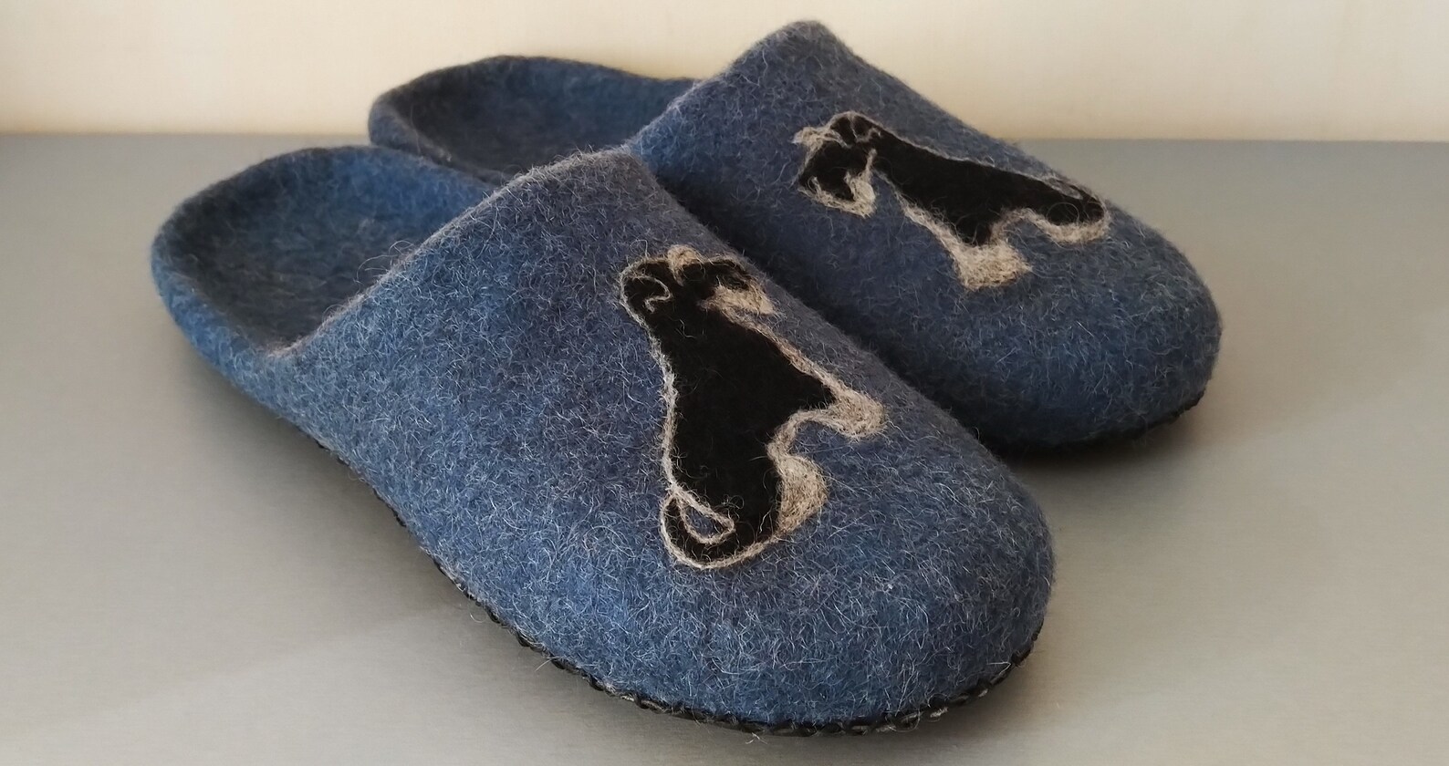 Felted Slippers With Dog Miniature Schnauzer | Etsy
