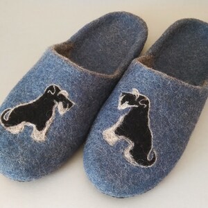 Felted Slippers With Dog Miniature Schnauzer - Etsy