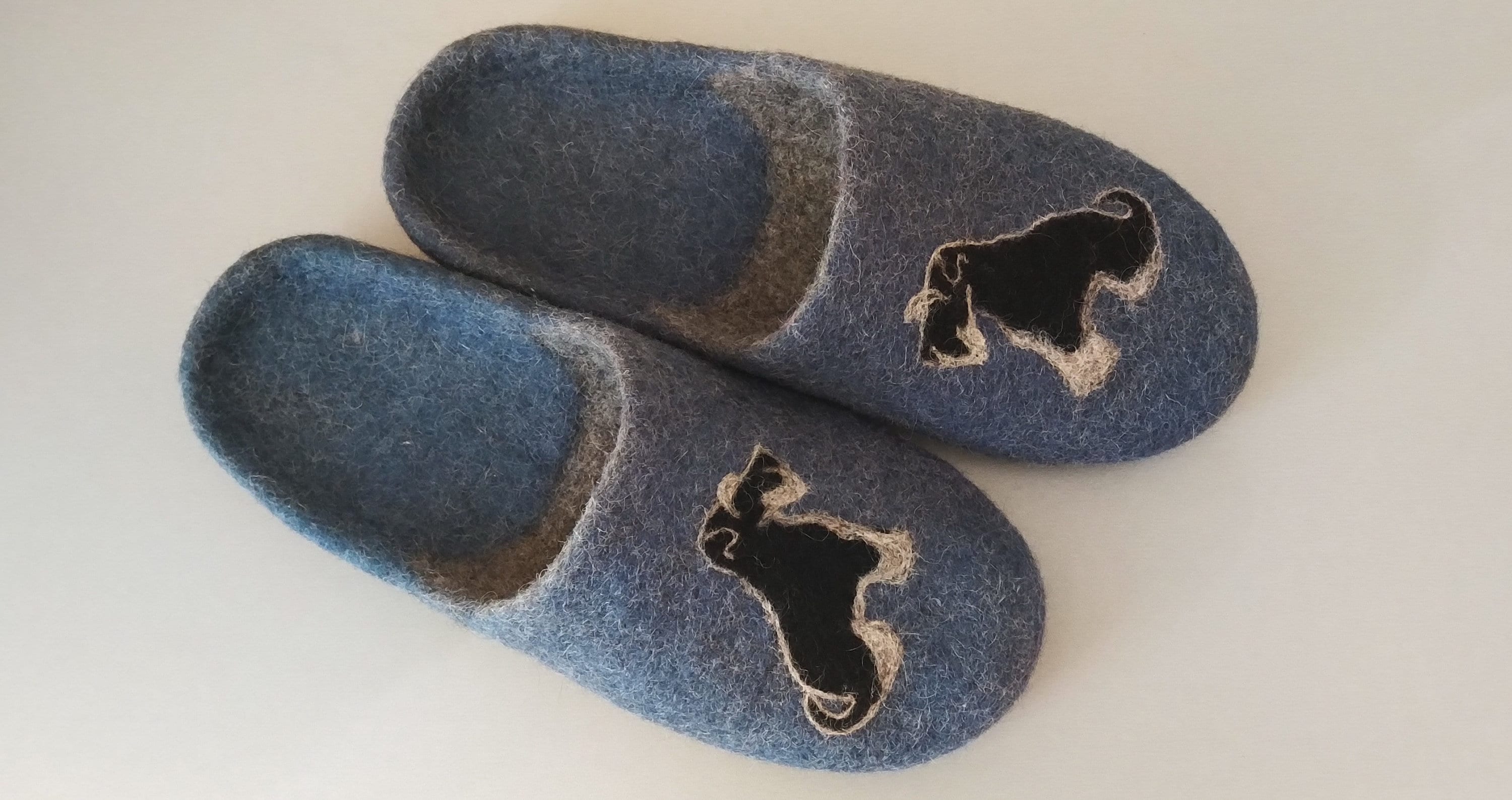 Felted Slippers With Dog Miniature Schnauzer | Etsy