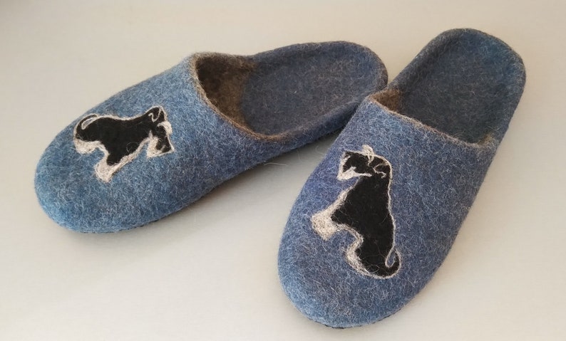 Felted Slippers With Dog Miniature Schnauzer | Etsy