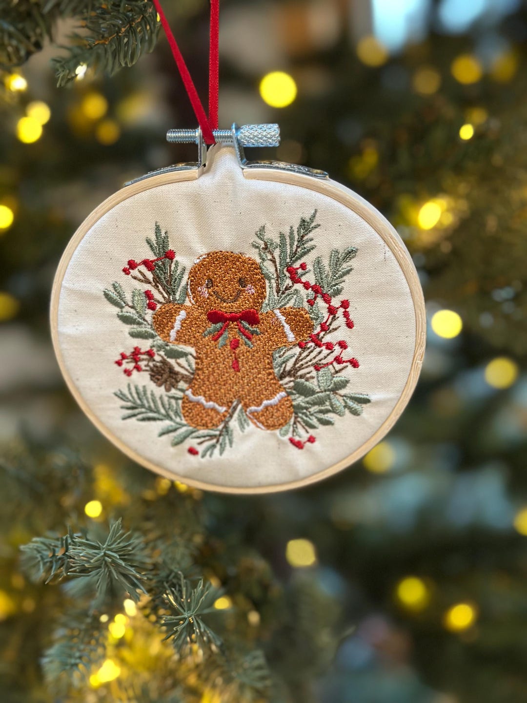Machine Embroidered Gingerbread Man Ornament – Handmade Christmas Décor ...