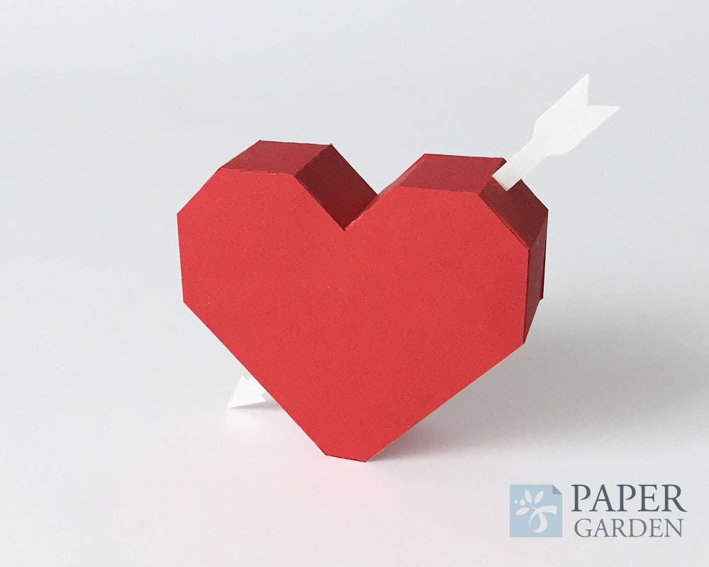 Plantilla de Papercraft corazones 3D Descarga instantánea | Etsy