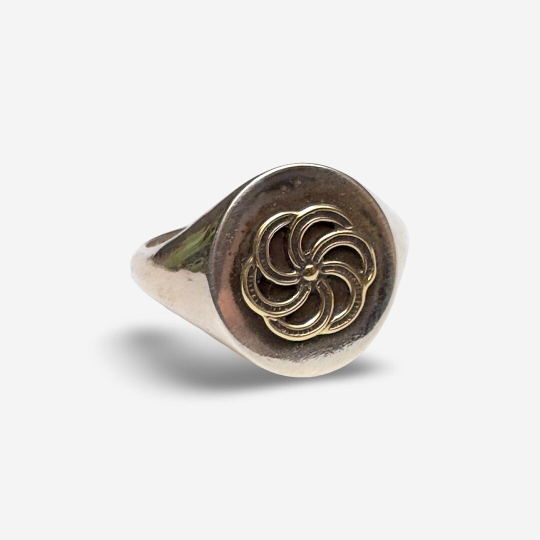 Silver and Bronze Signet Ring – Six-spiral Solar Symbol - Etsy
