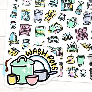 Housework Planner Stickers Pastel Household Chores, Cleaning, Laundry ...