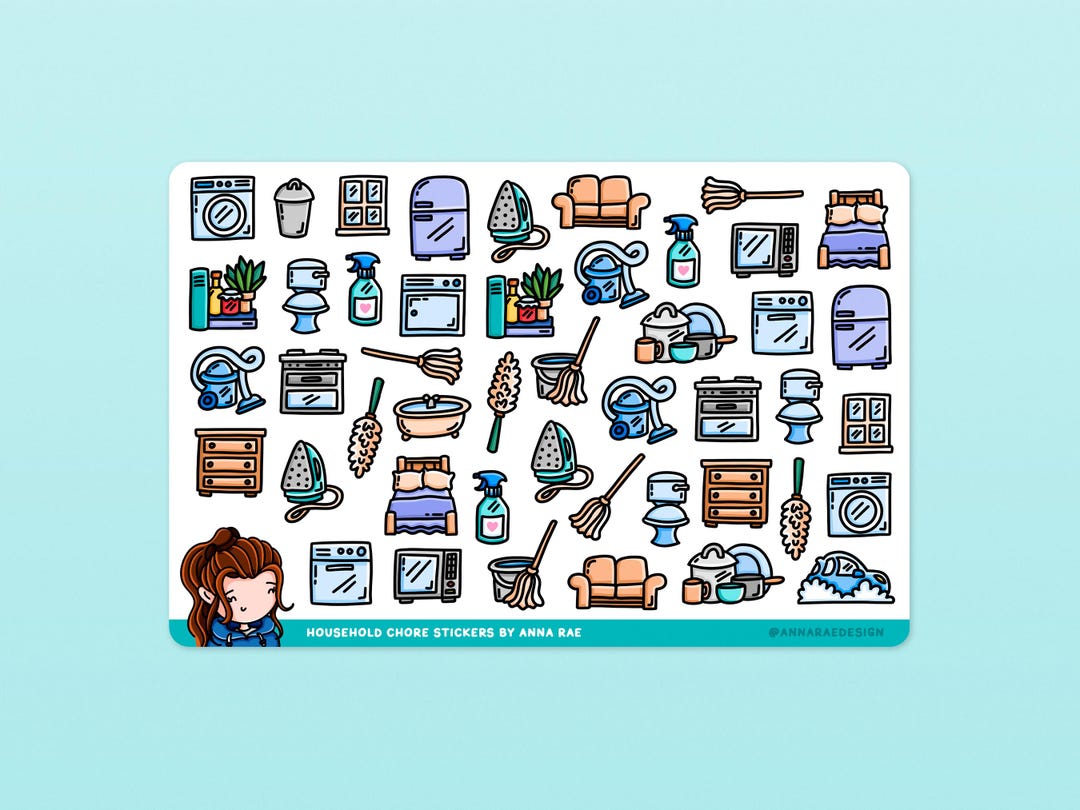 Housework Planner Stickers - Household Chores, Cleaning and Laundry ...