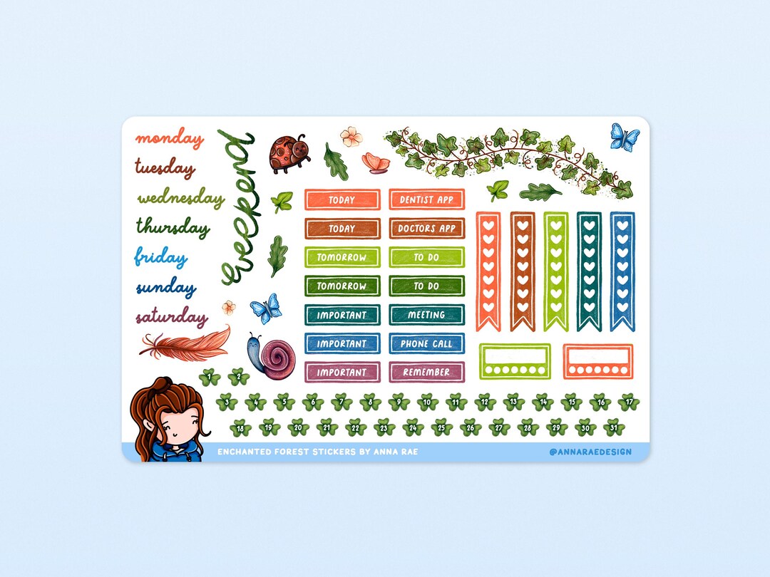 Enchanted Forest Functional Planner Stickers - Woodland Fairy Sticker ...