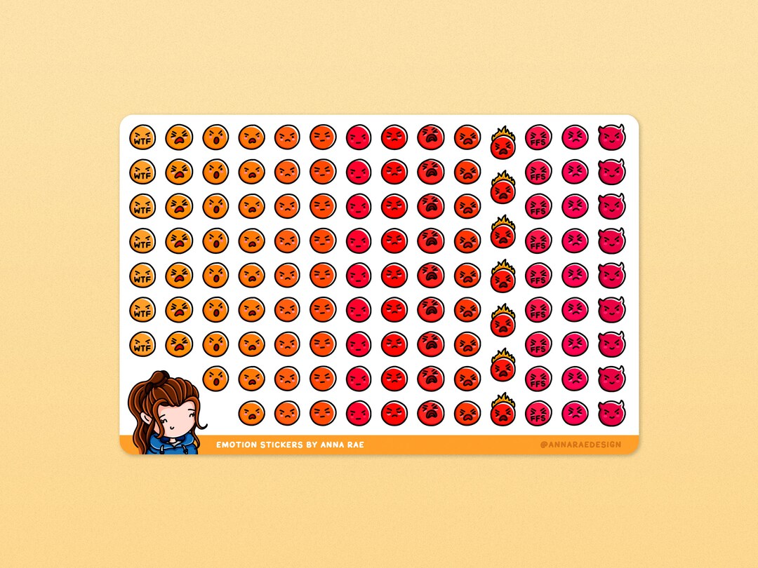 Emoji Stickers - Anger - Mood Tracking Sticker Sheet for Planners and ...