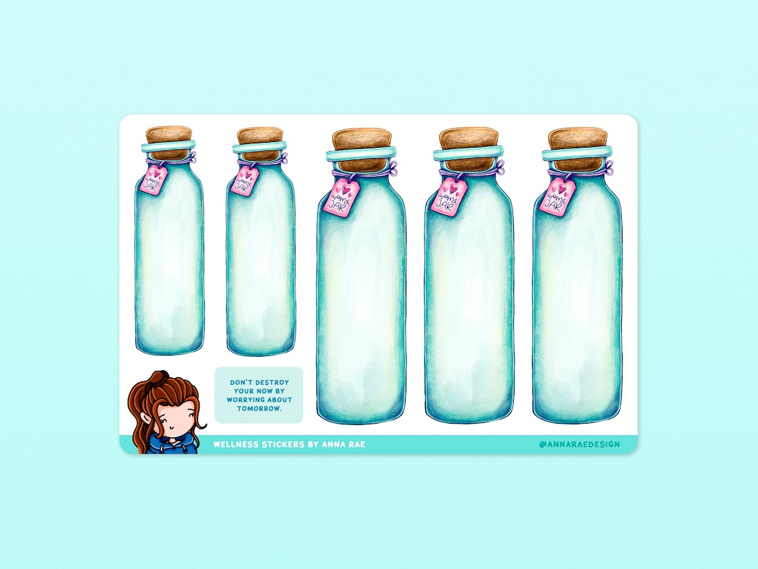 Wellness Worry Jar Stickers - Self-care, Mindfulness Mental Health ...