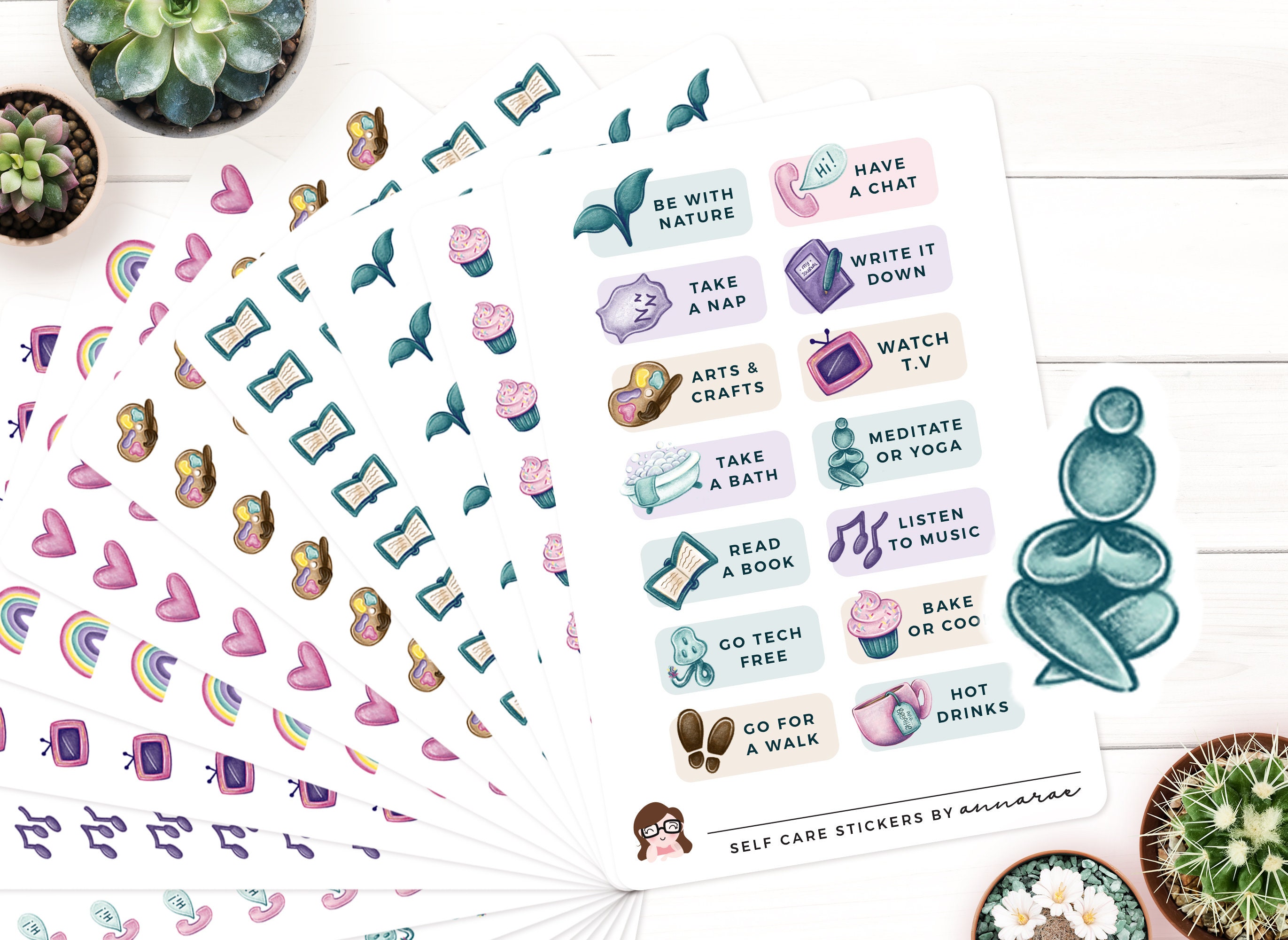 money and mental wellness Self Care journal stickers for managing ...
