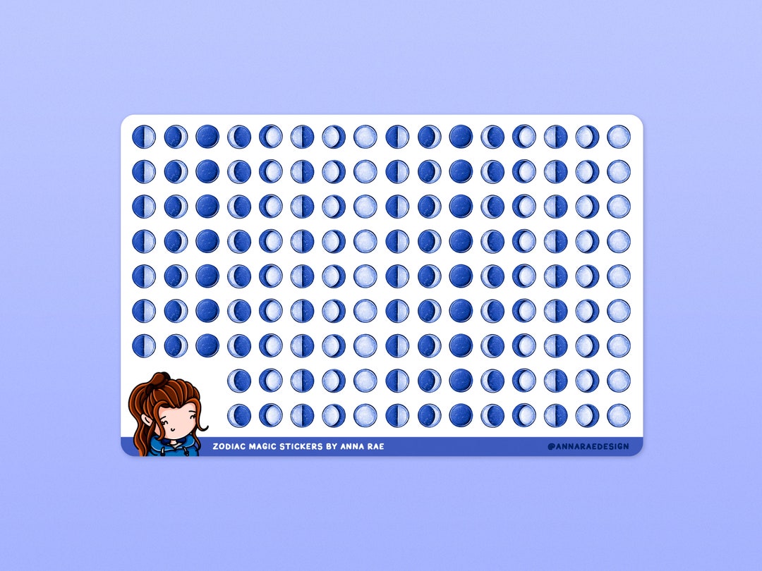Moon Tracker Stickers - Lunar Cycle Sticker Sheets for Planners and ...