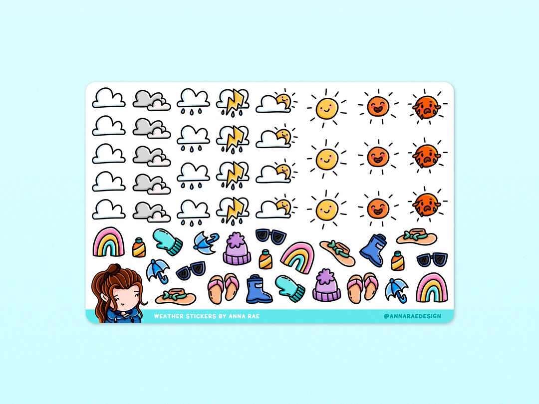 Weather Stickers - Weather Tracker Sticker Sheet for Planners and ...