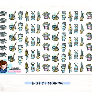 Housework Planner Stickers Pastel Household Chores, Cleaning, Laundry ...