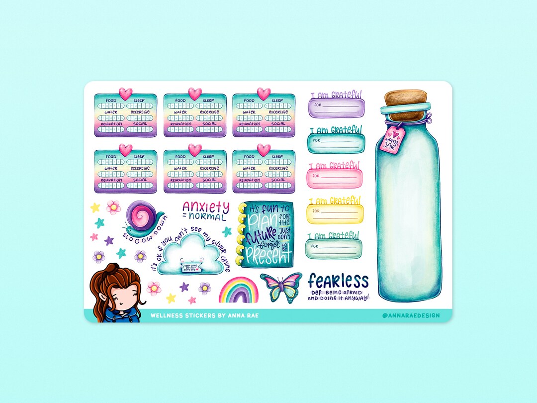 Wellness Mindfulness Stickers - Self-care and Mental Health Sticker ...