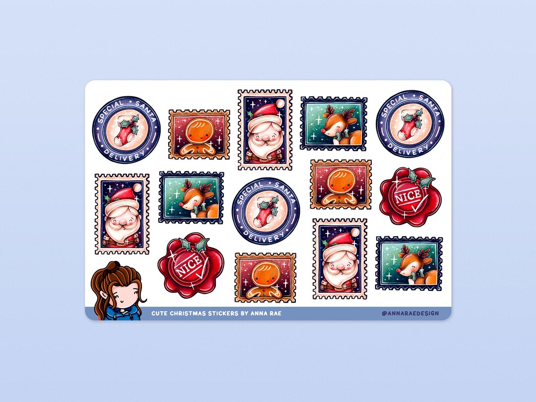 Christmas Stamp Stickers - Handmade Stickers for Letters to Santa, Mail ...