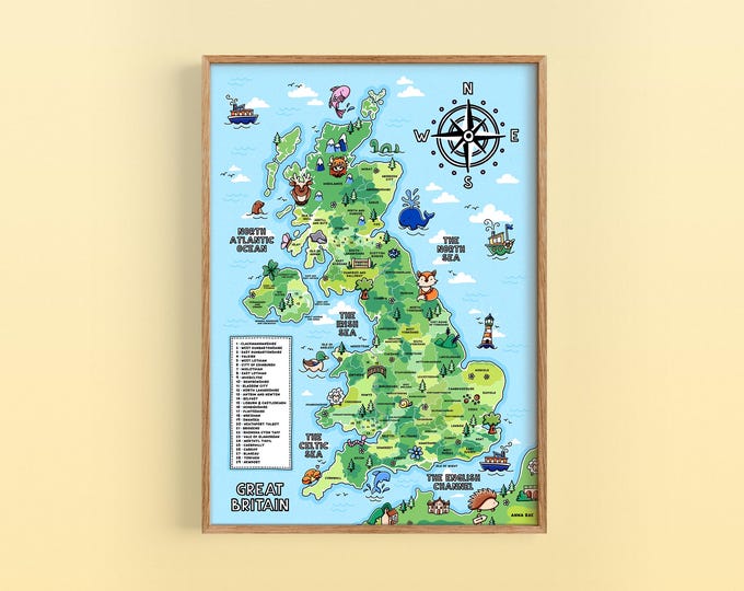 ENGLAND Map, WALES Map With Counties, 1930s Vintage UK Map With London ...