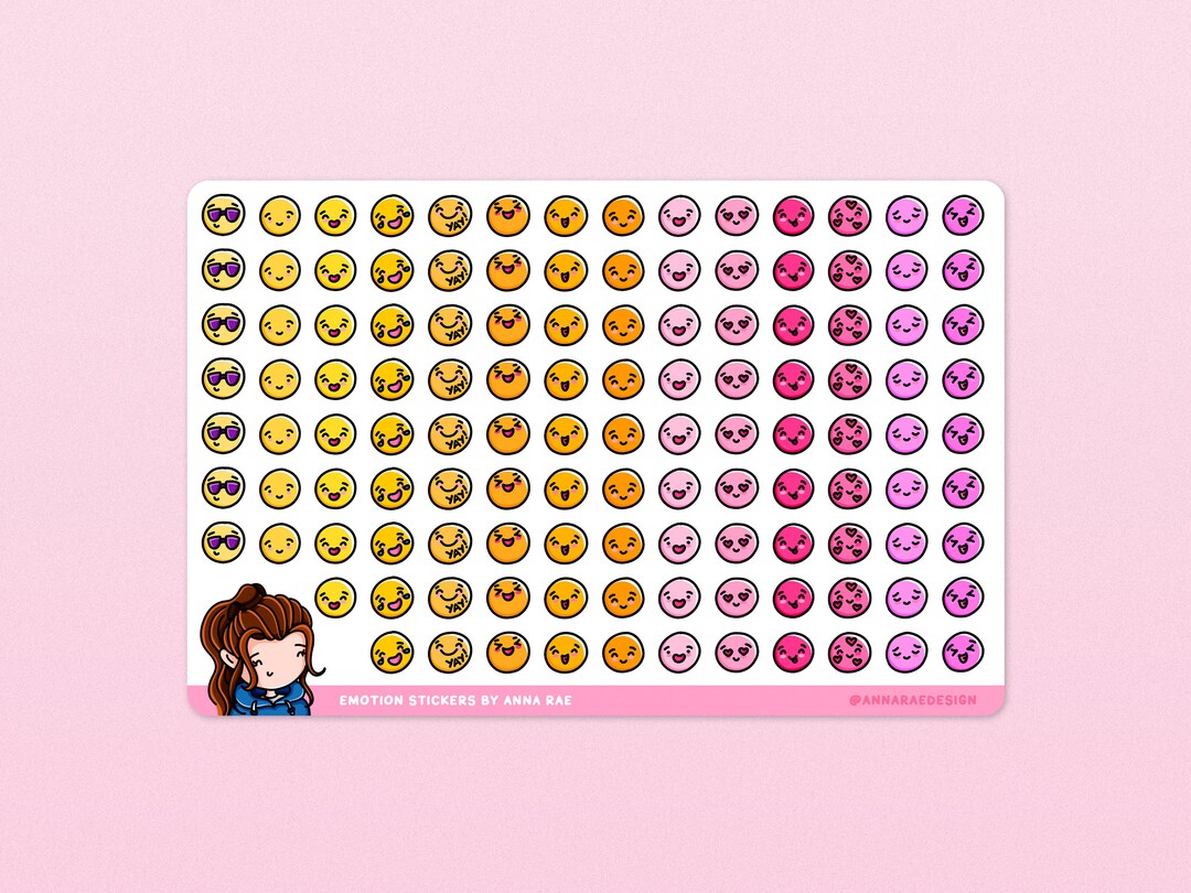 Emoji Stickers - Happy - Mood Tracking Sticker Sheet for Planners and ...