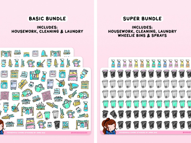 Housework Planner Stickers - Pastel - Household Chores, Cleaning ...