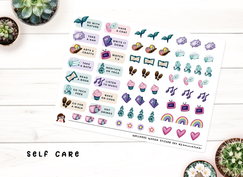 Wellness Stickers Self-care and Mental Health Sticker Sheets - Etsy