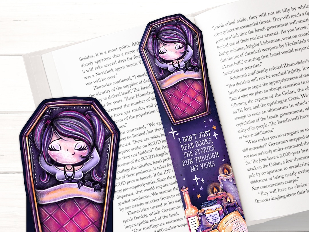 Vampire Bookmark - Cute Handmade and Illustrated Bookmark, Page Marker ...