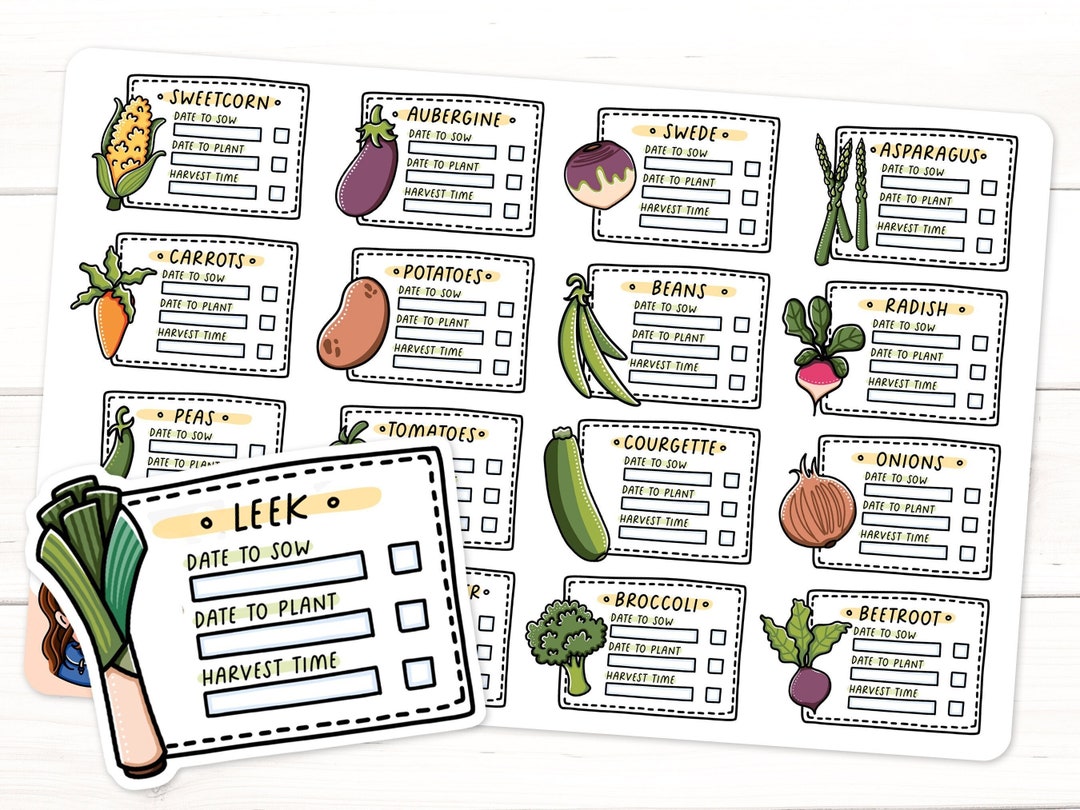 Grow Your Own Stickers Vegetable Garden Sticker Sheet for Allotment ...