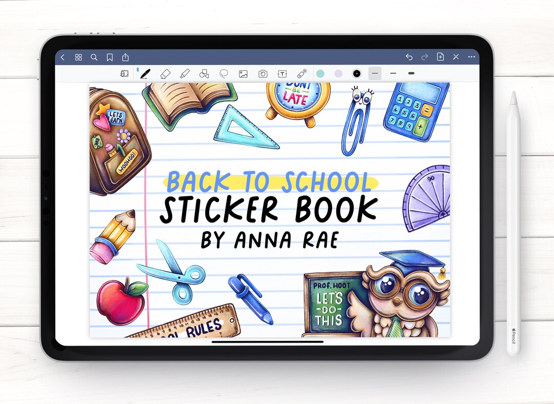 Back to School Digital Planner Sticker Book - Goodnotes and PNG Files ...
